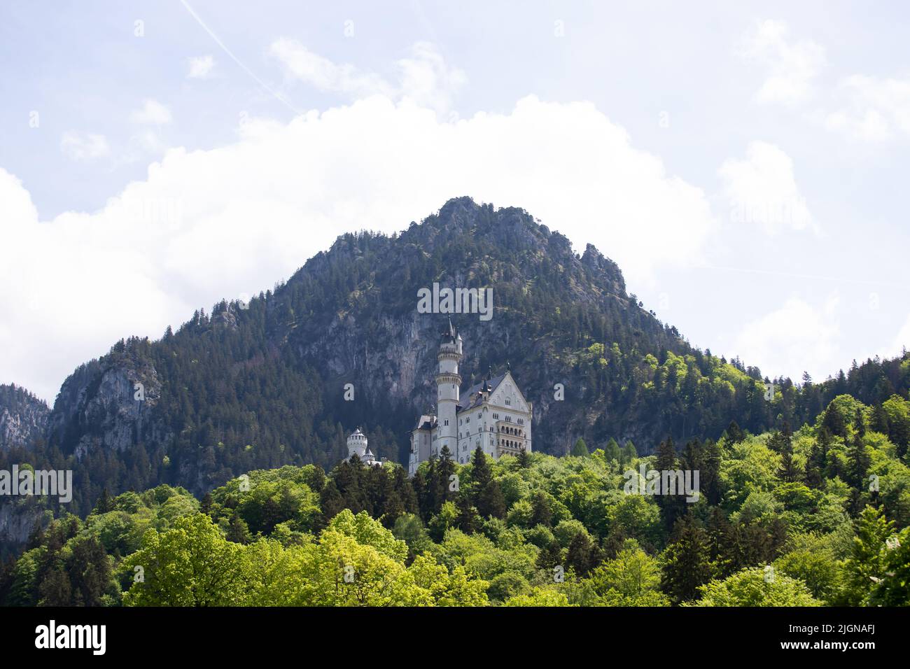 Picturesque spring landscape with the Neuschwanstein Castle, Germany ...