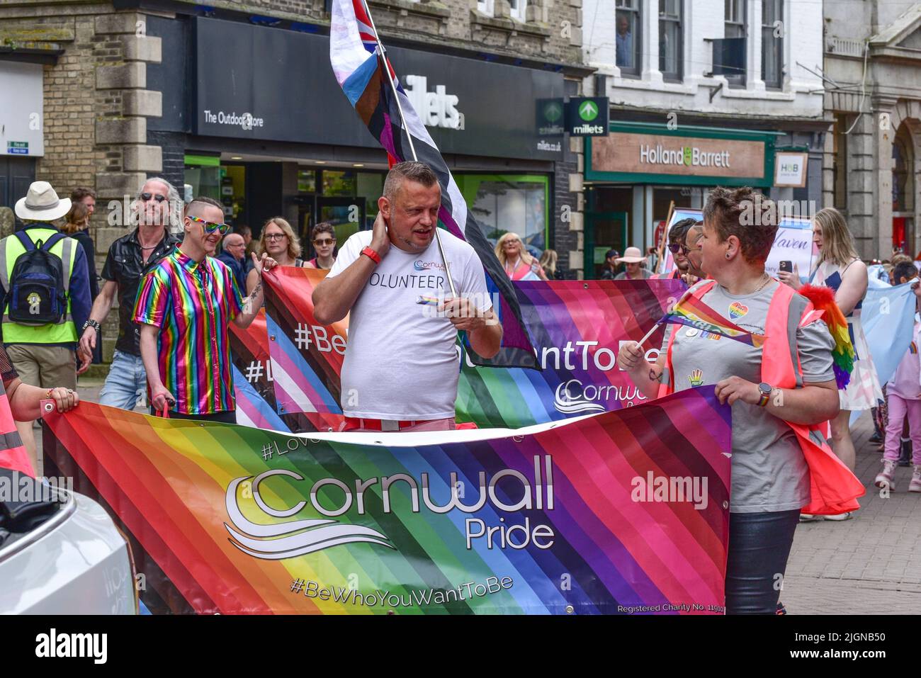 The vibrant colourful Cornwall Prides Pride parade in Newquay Town ...