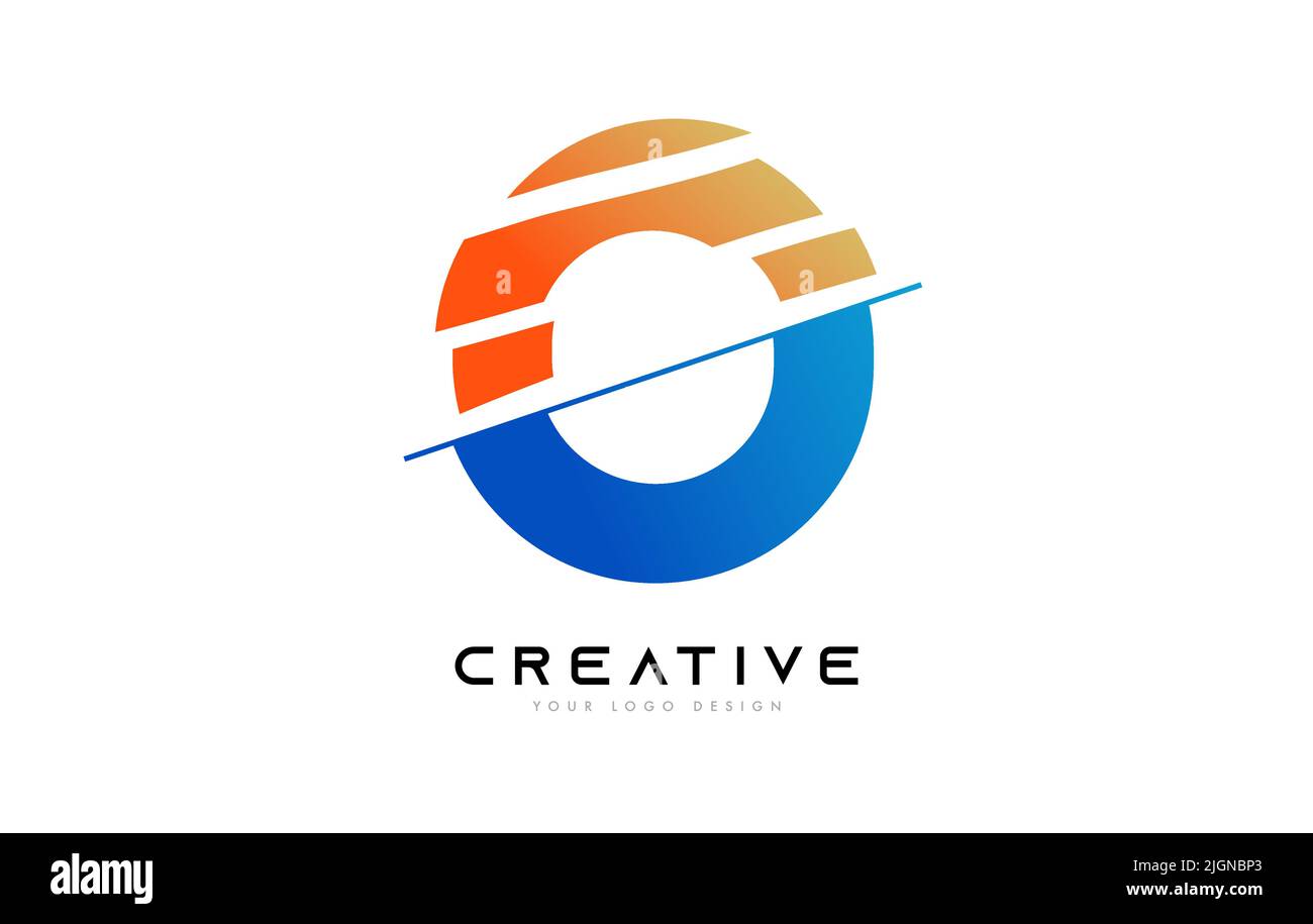 Sliced Letter O Logo Icon Design with Blue and Orange Colors and Cut ...