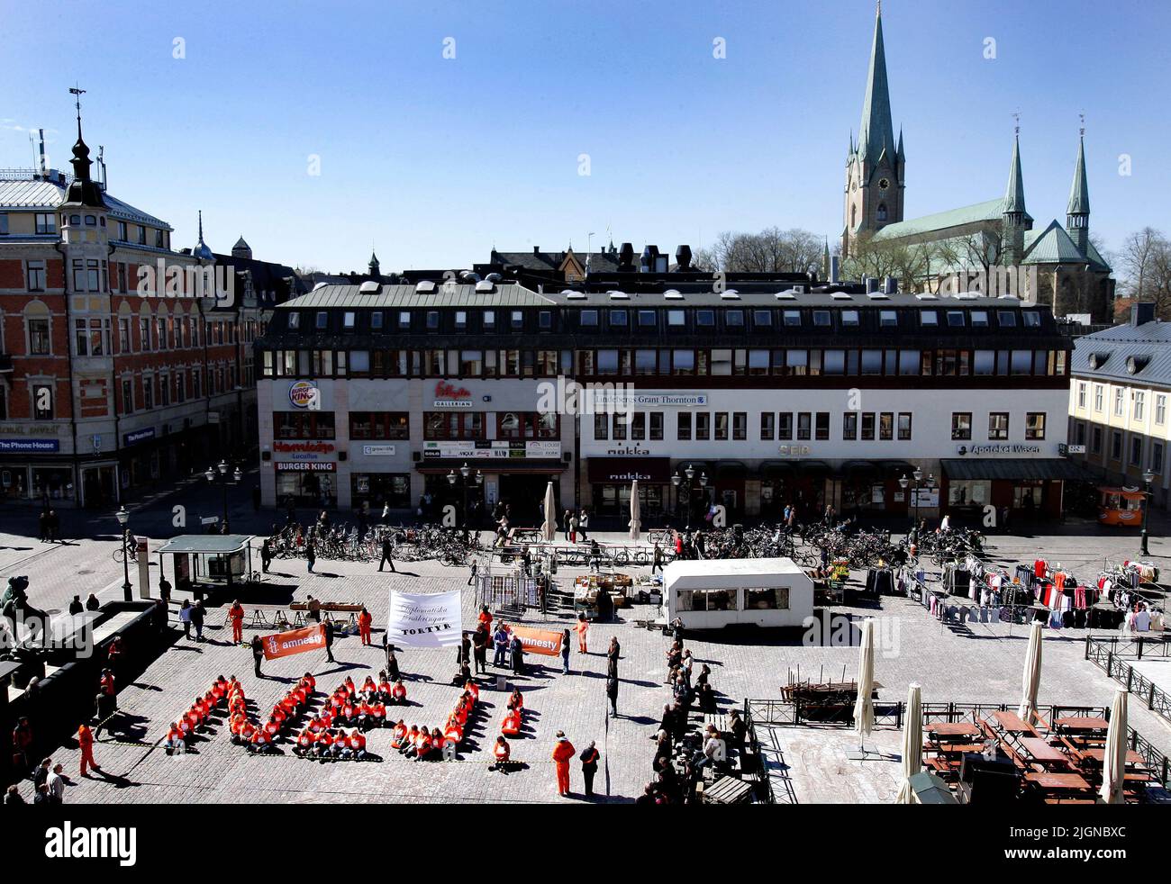 Amnesty demonstration on the main square (Stora Torget) in Linköping ...