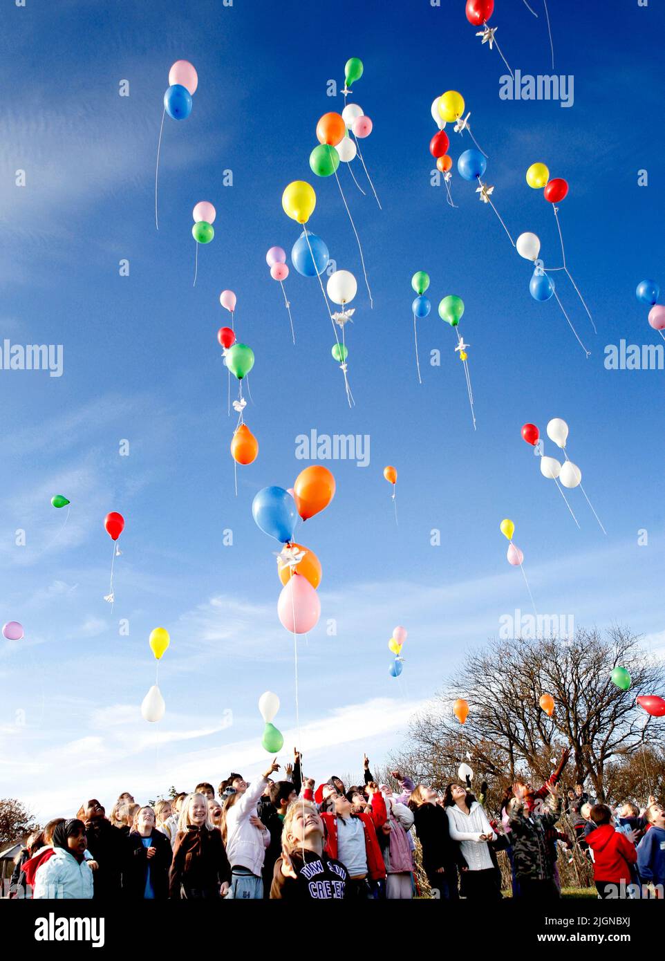 Balloons for peace during UN Day at Björnkärrsskolan, Linköping, Sweden ...