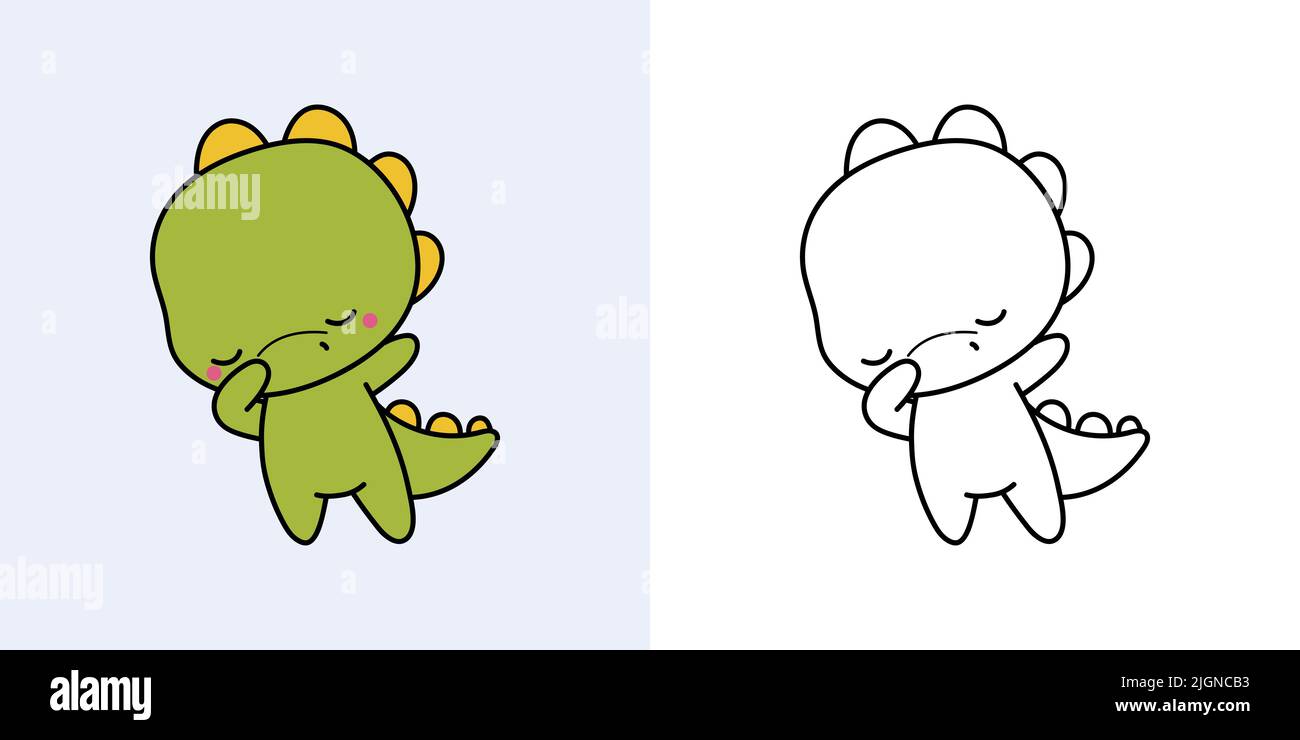 Cute Dino Clipart for Coloring Page and Illustration. Happy Clip Art ...