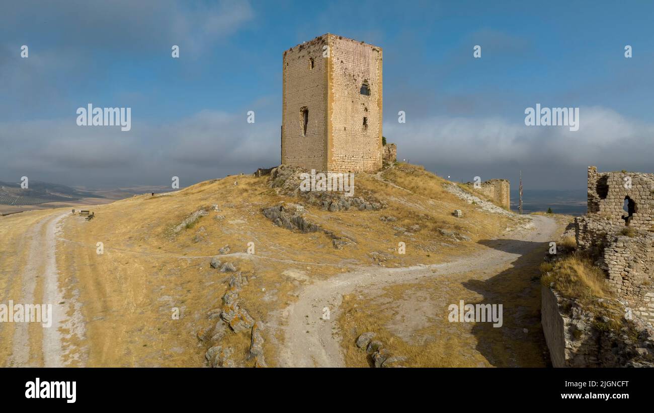 Tower of homage of the castle of the Star in the municipality of Teba ...