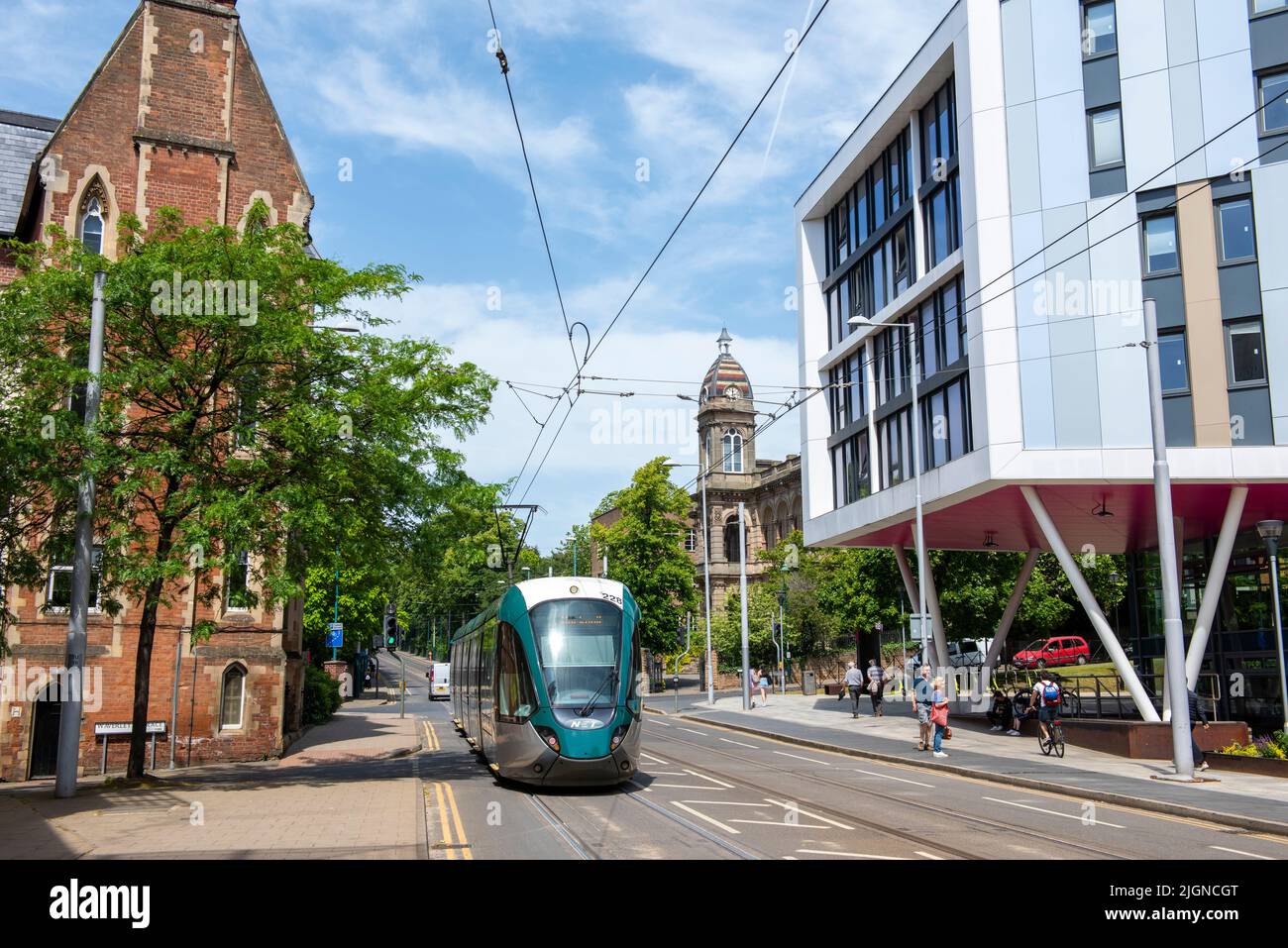 Tram on Goldsmith Street in Nottingham City, Nottinghamshire England UK ...