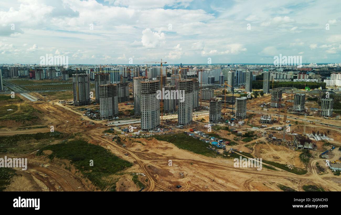 Construction site. Construction of multi-storey buildings. Construction ...