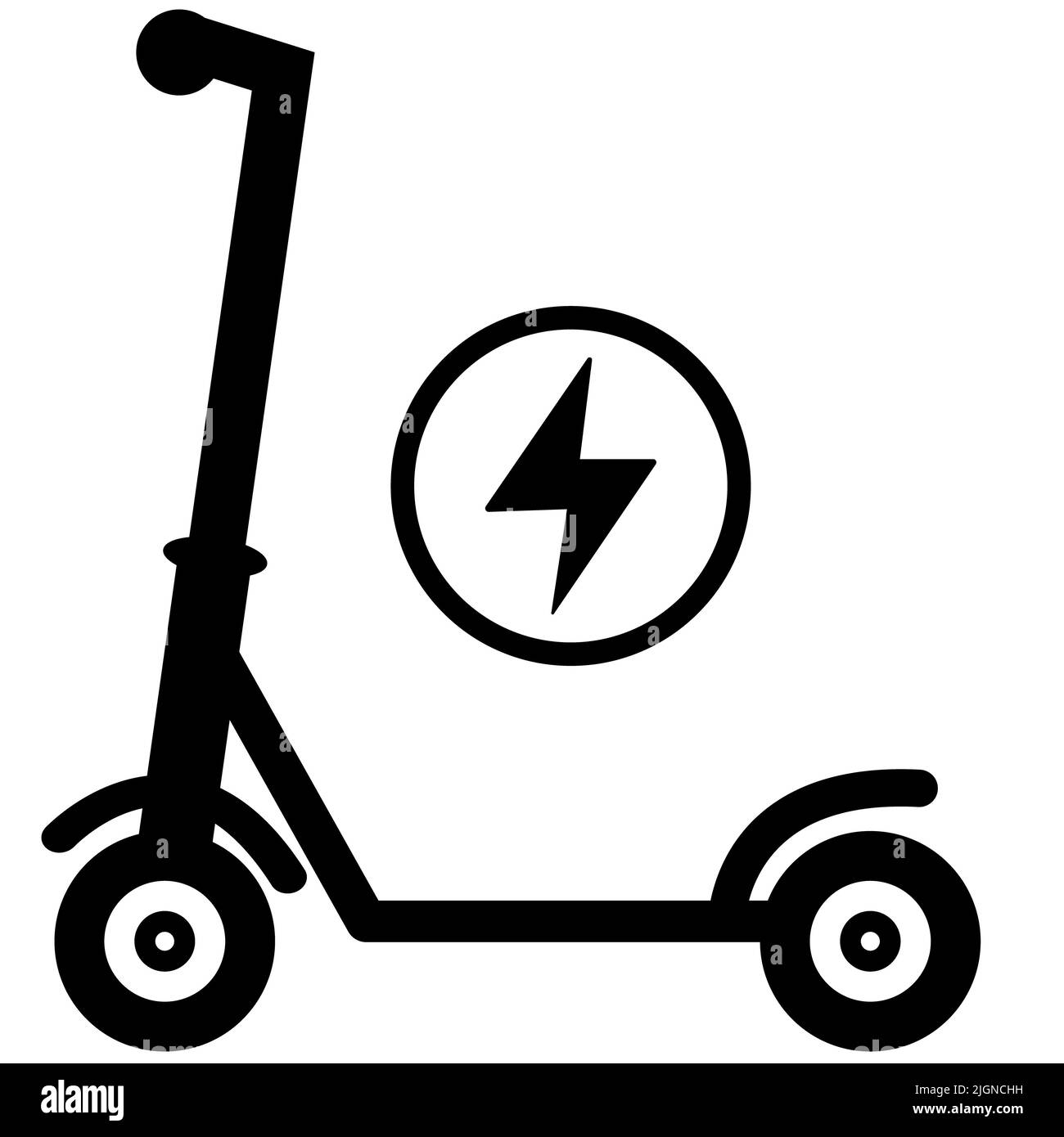 electric scooter icon on white background. E-scooter with thunderbolt ...