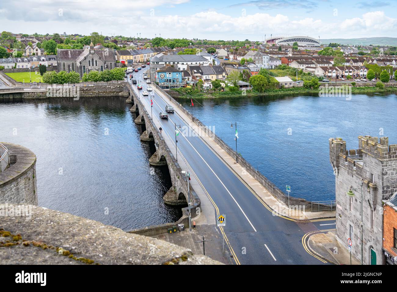 Thomond Bridge across the River Shannon from King John's Castle ...