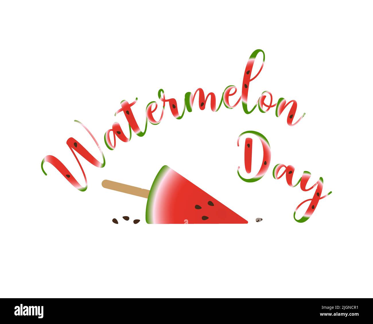Watermelon day and watermelon colored letters, piece of watermelon on ...