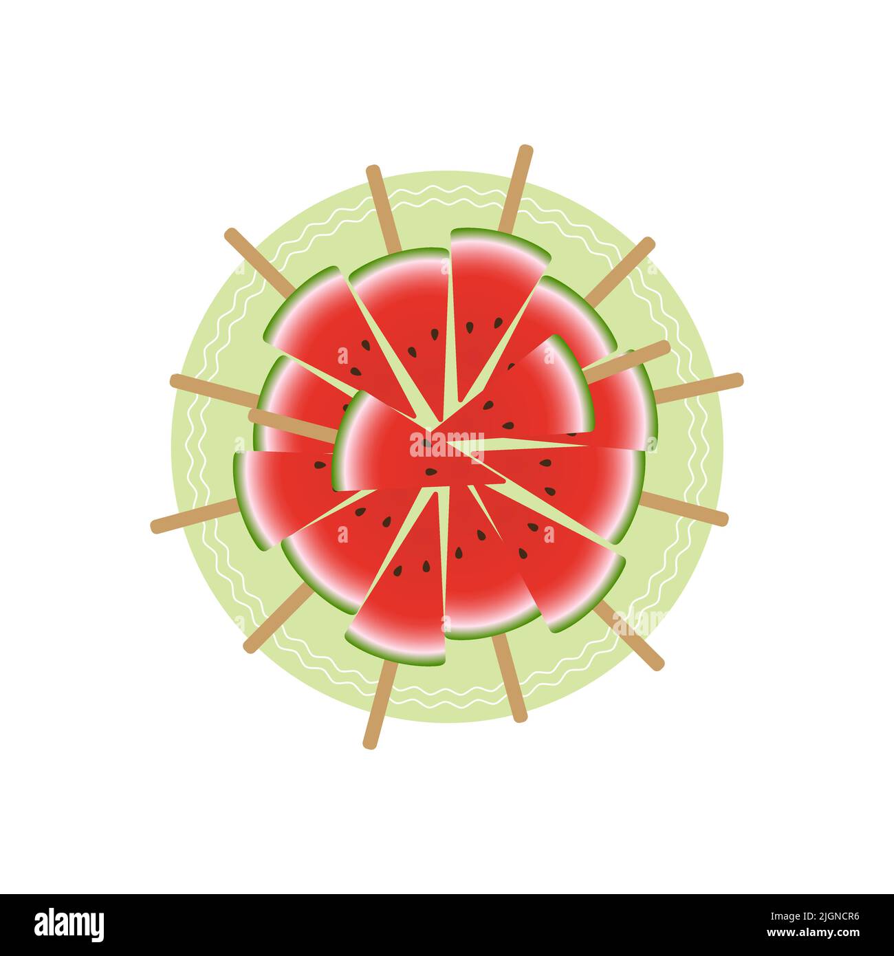 Watermelon , piece of watermelon on stick. Vector illustration Stock ...