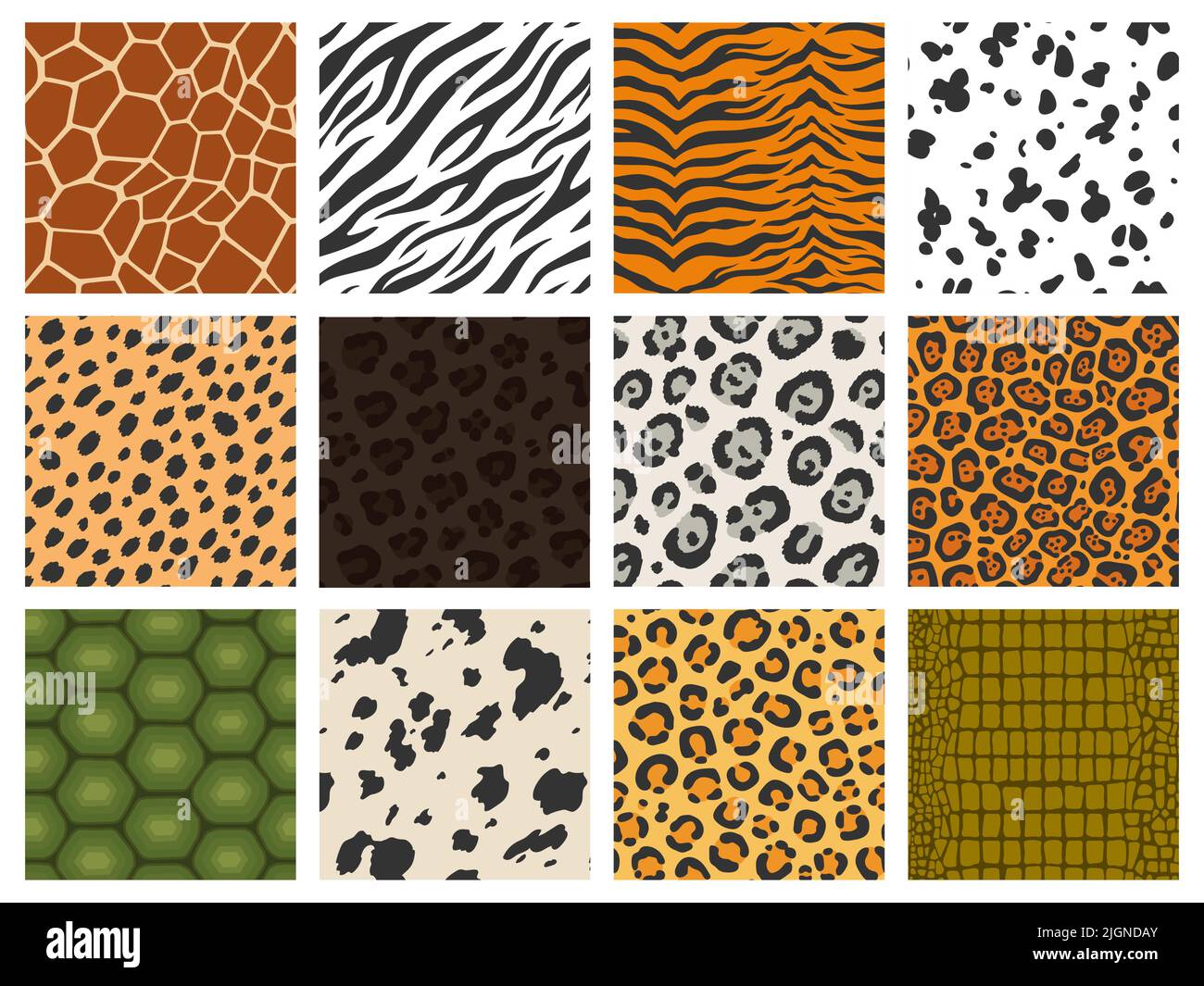 Animal print. Reptile and mammal texture collection, tiger leopard ...