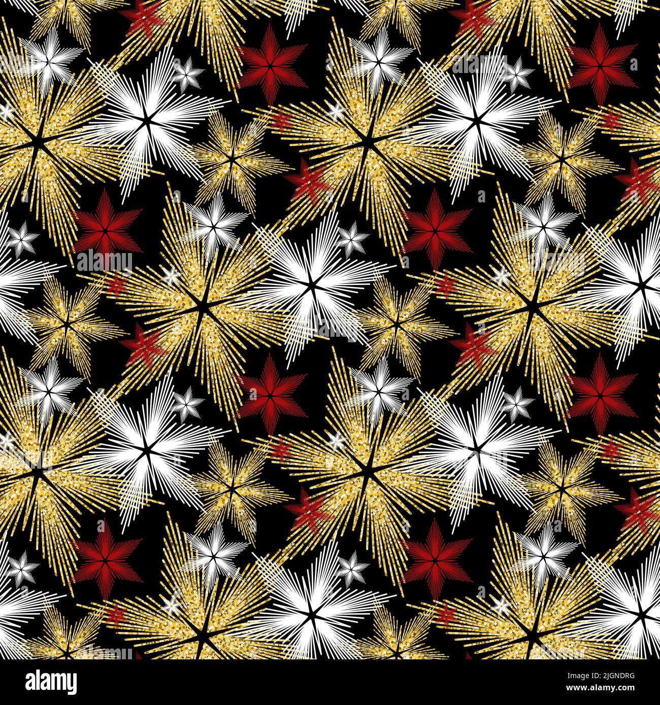 Gold background christmas seamless pattern with snowflake golden black ...