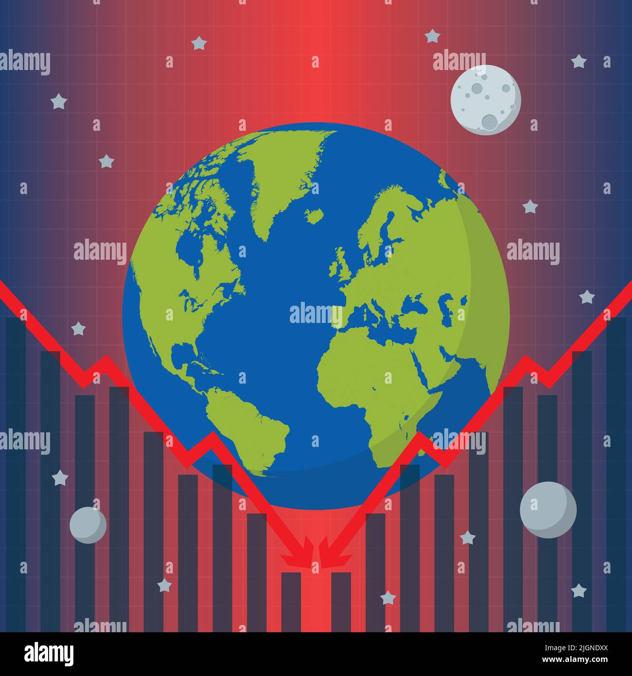 World recession economic concept. Flat style vector illustration Stock ...