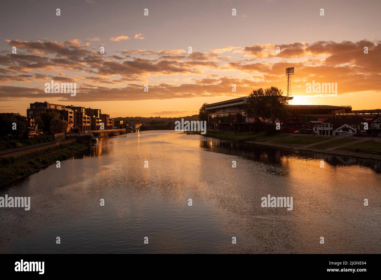 Sunrise on the River Trent at the City Ground in Nottingham ...
