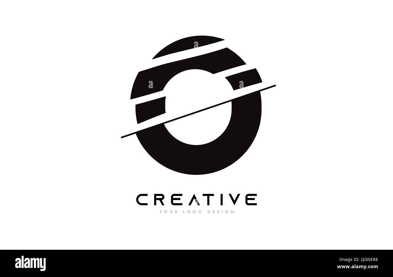 Sliced Letter O Logo Icon Design with Black and White Colors and Cut Slices Vector Stock Vector ...