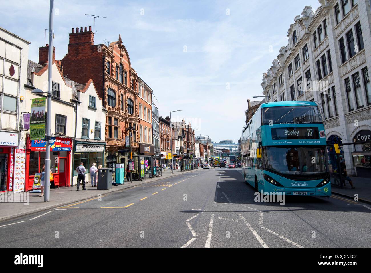 View down Upper Parliament Street in Nottingham City, Nottinghamshire ...