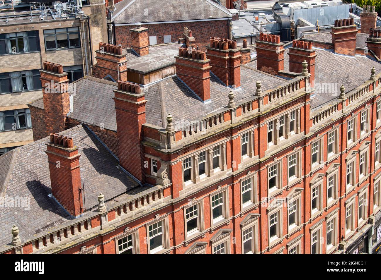 Aerial view of buildings on Wheeler Gate from the roof of Pearl ...