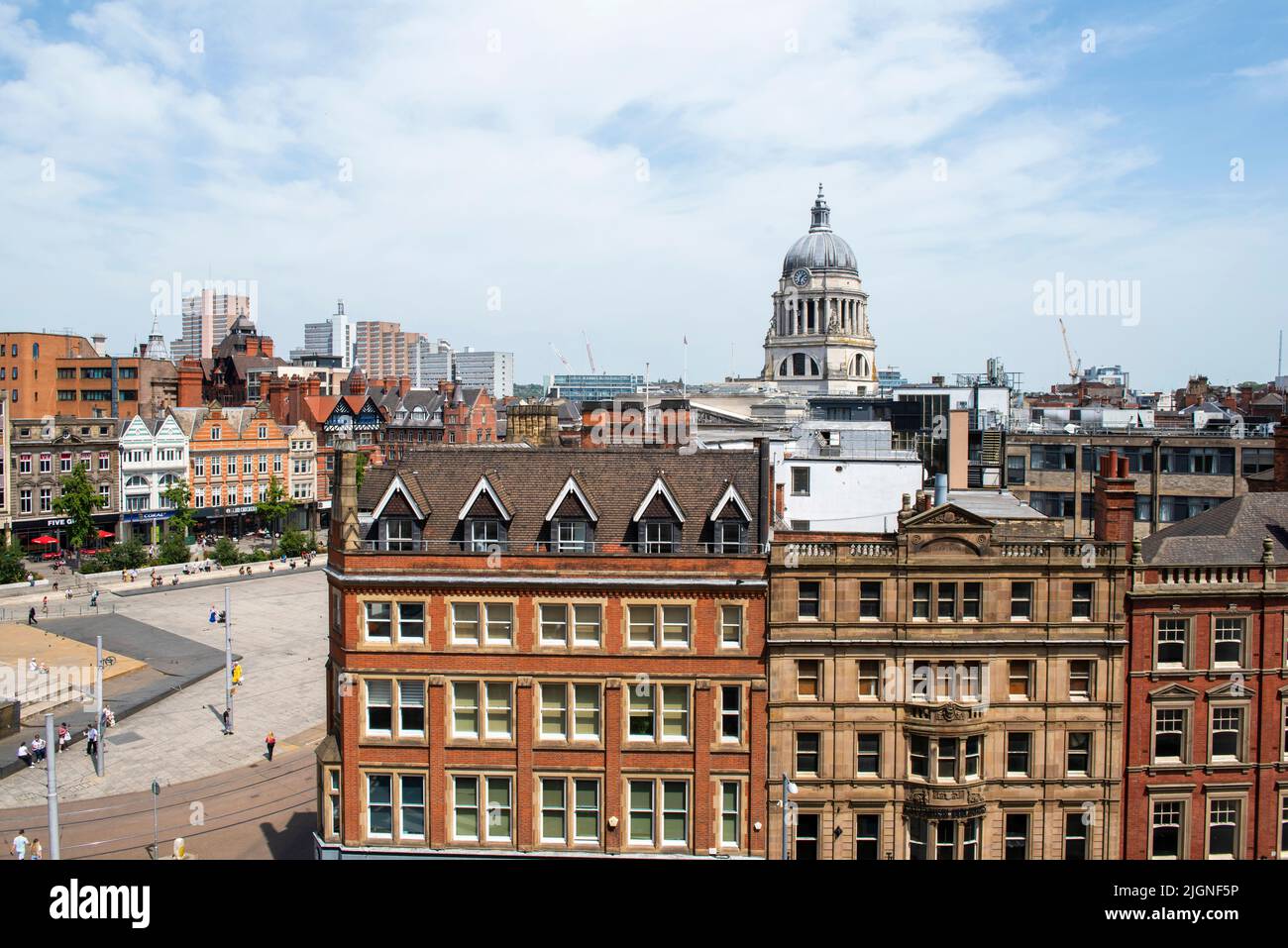 Aerial view of Market Square and buildings on Wheeler Gate from the ...