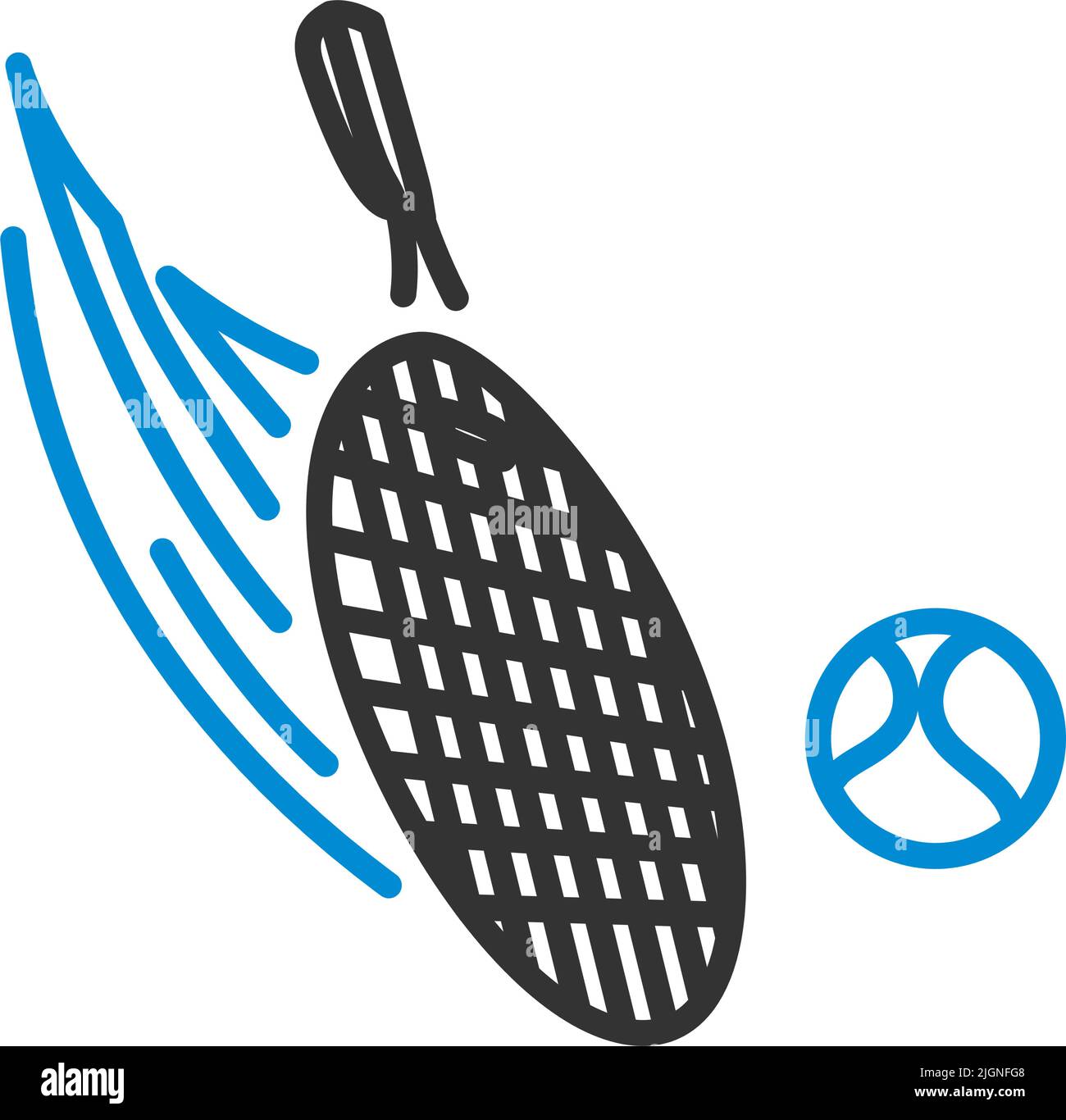 Tennis Racket Hitting A Ball Icon. Bold outline design with editable ...