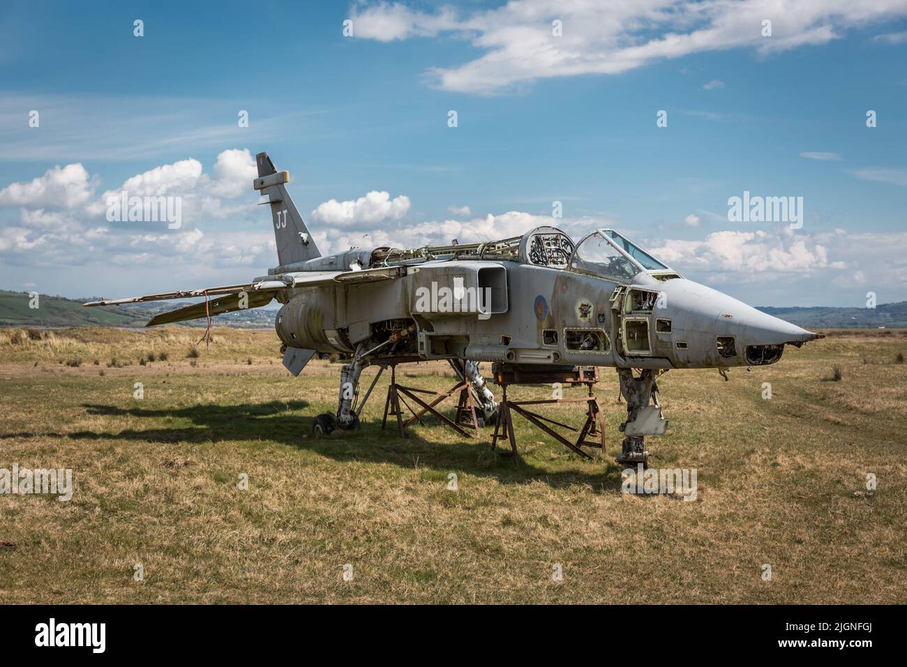 2 Sepecat Jaguar GR1 jets used as range targets, Pembrey Sands, Wales ...