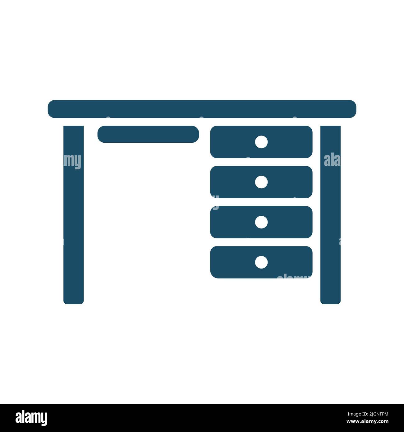 High quality dark blue flat working table, desk icon. Pictogram, icon ...