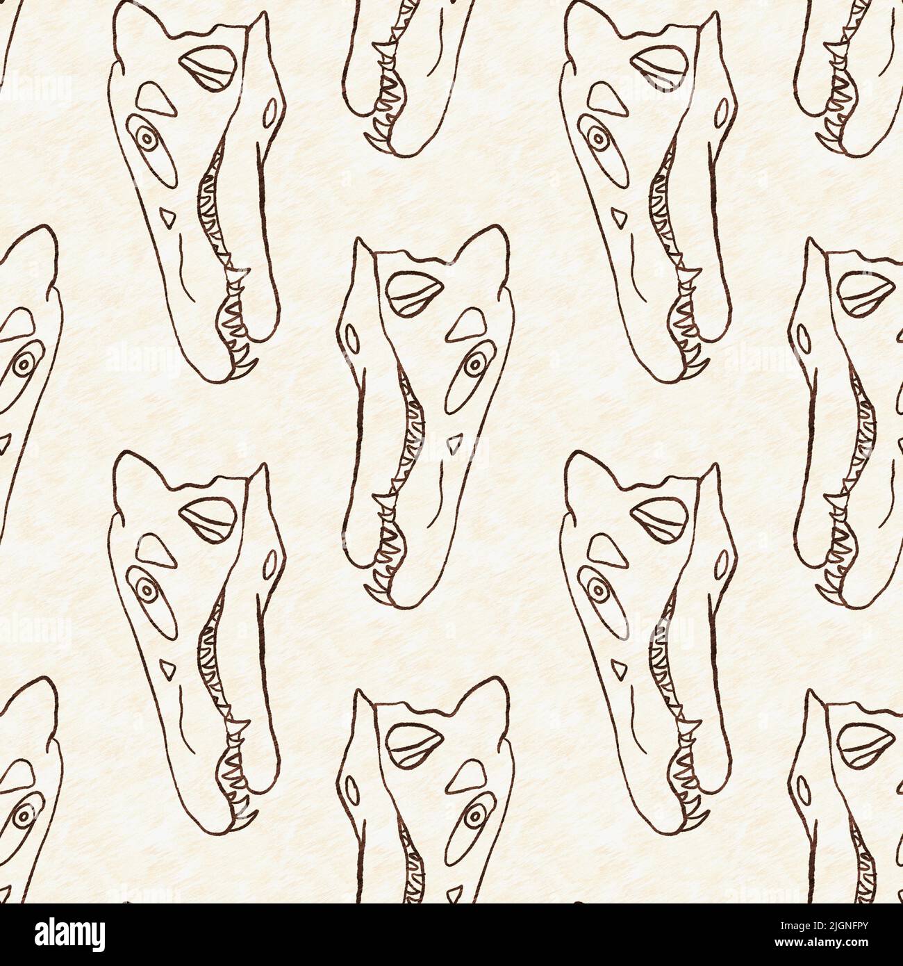 Brown hand drawn Spinosaurus fossil bones dinosaur seamless pattern ...