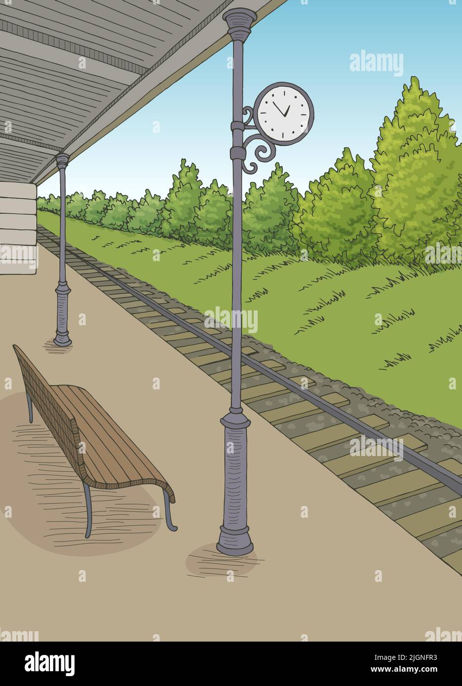 Train Station Platform Drawing