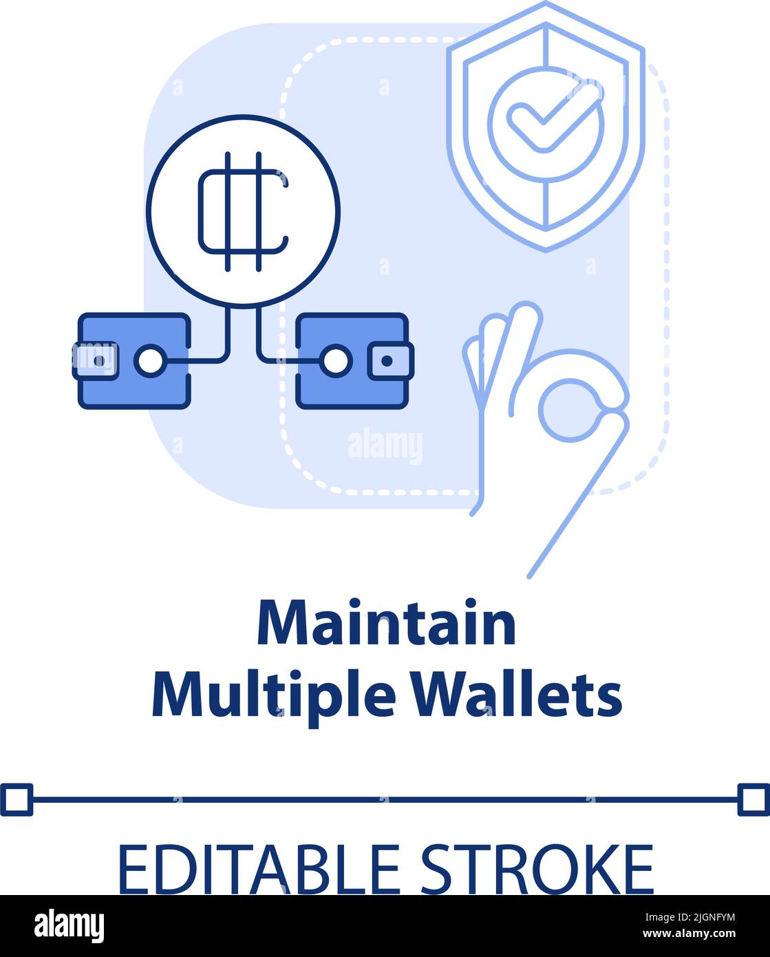 Maintain multiple wallets light blue concept icon Stock Vector Image ...