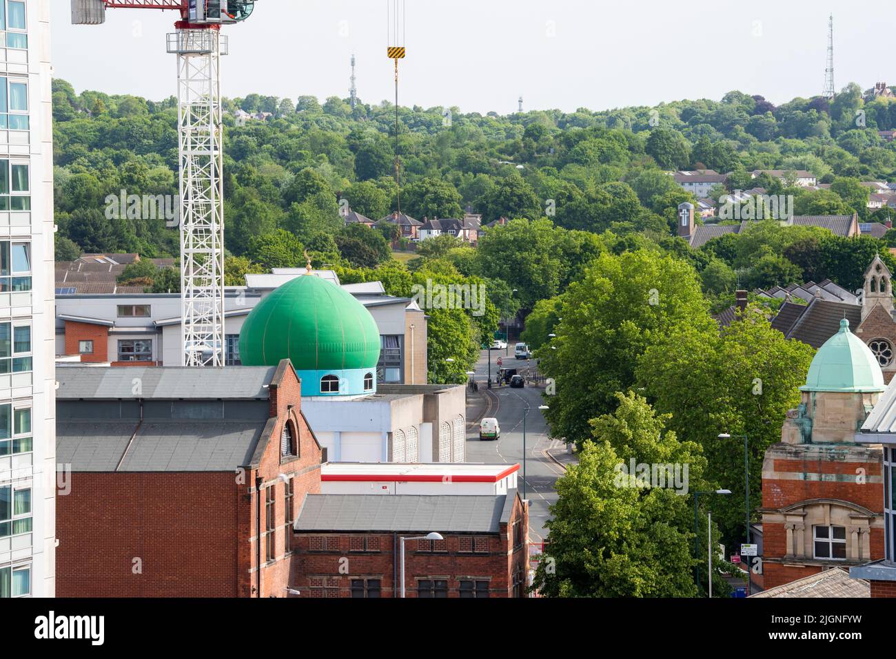 Aerial view down St Ann's Well Road in Nottingham, Nottinghamshire ...
