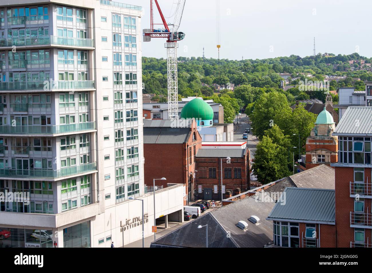 Aerial view down St Ann's Well Road in Nottingham, Nottinghamshire ...