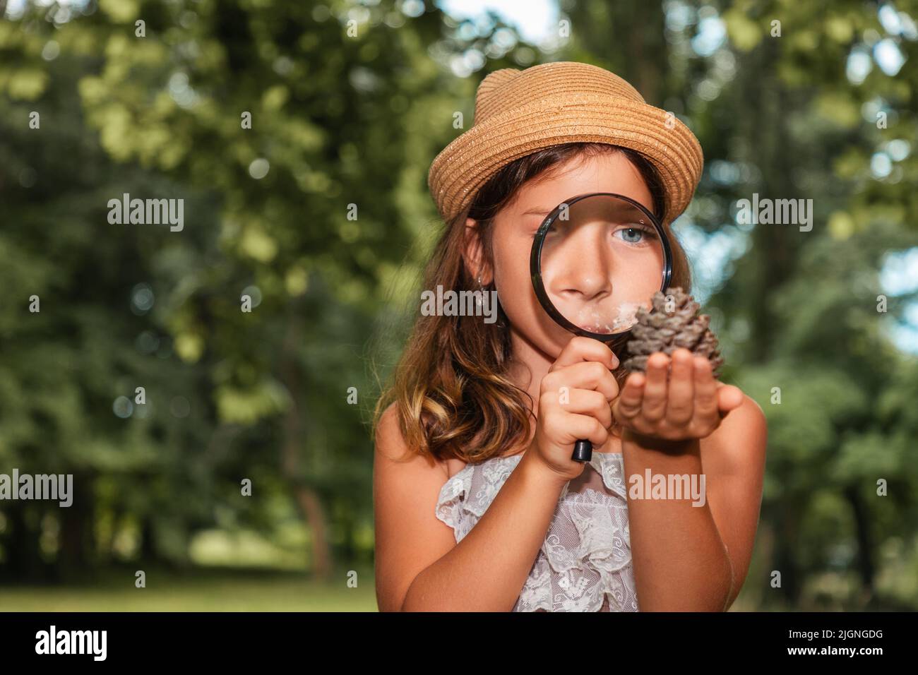 Children's education and curiosity. Closeup portrait of caucasian ...