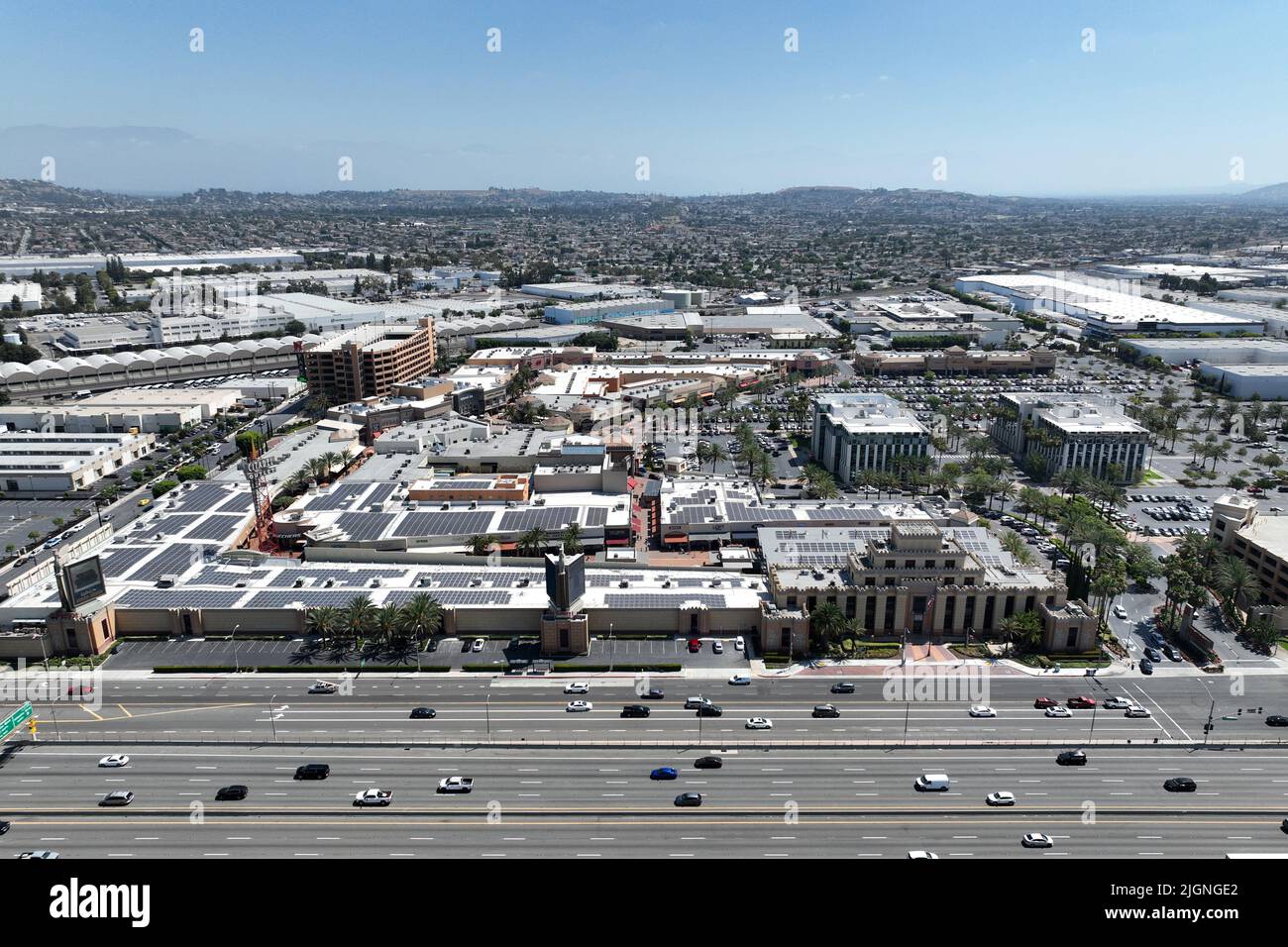 A general overall aerial view of the Citadel Outlets shopping center ...