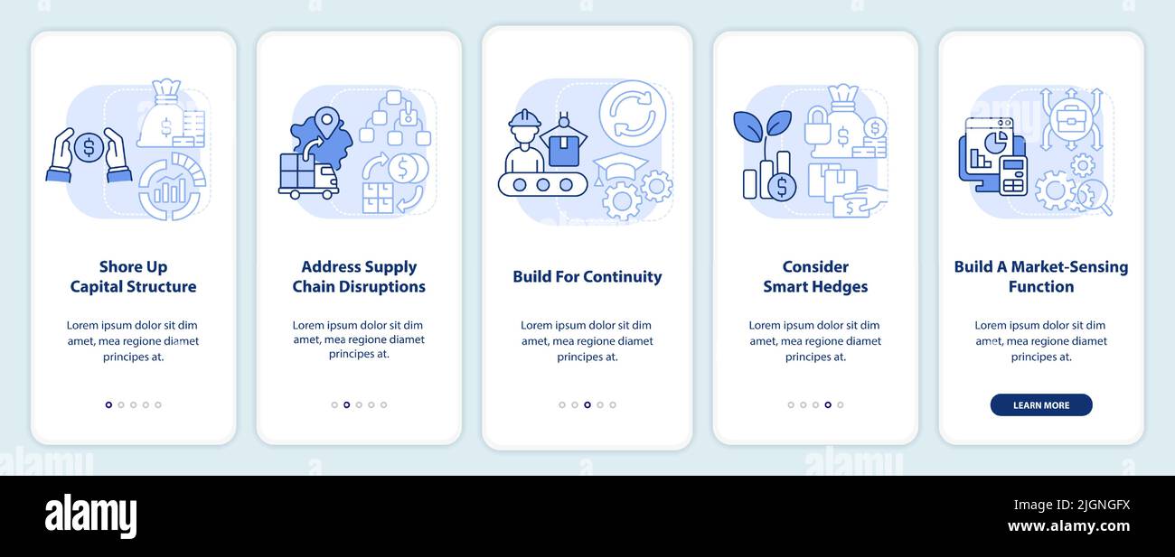 Inflation In Business Light Blue Onboarding Mobile App Screen Stock Vector Image And Art Alamy