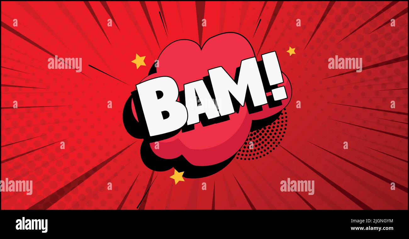 Comic lettering BAM on white background - Vector illustration Stock ...
