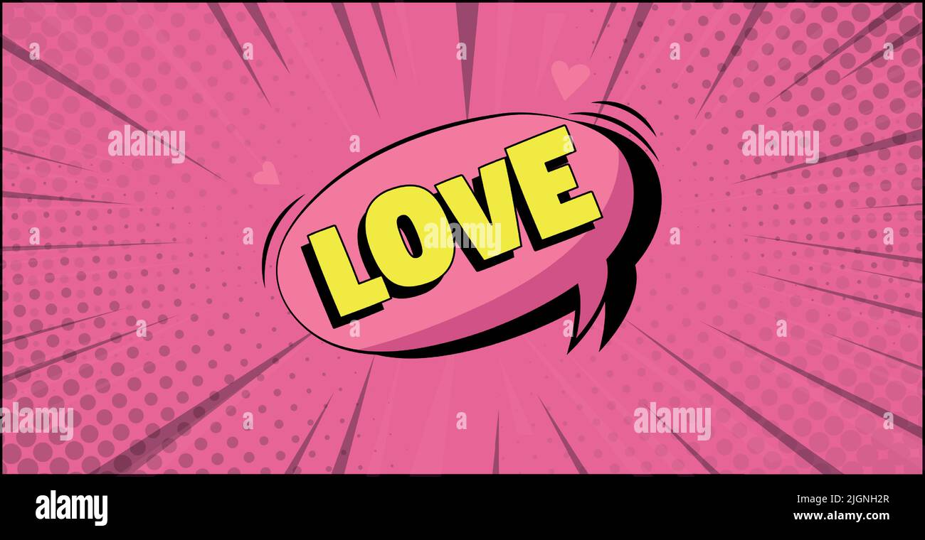 Comic zoom inscription LOVE on a colored background - Vector ...