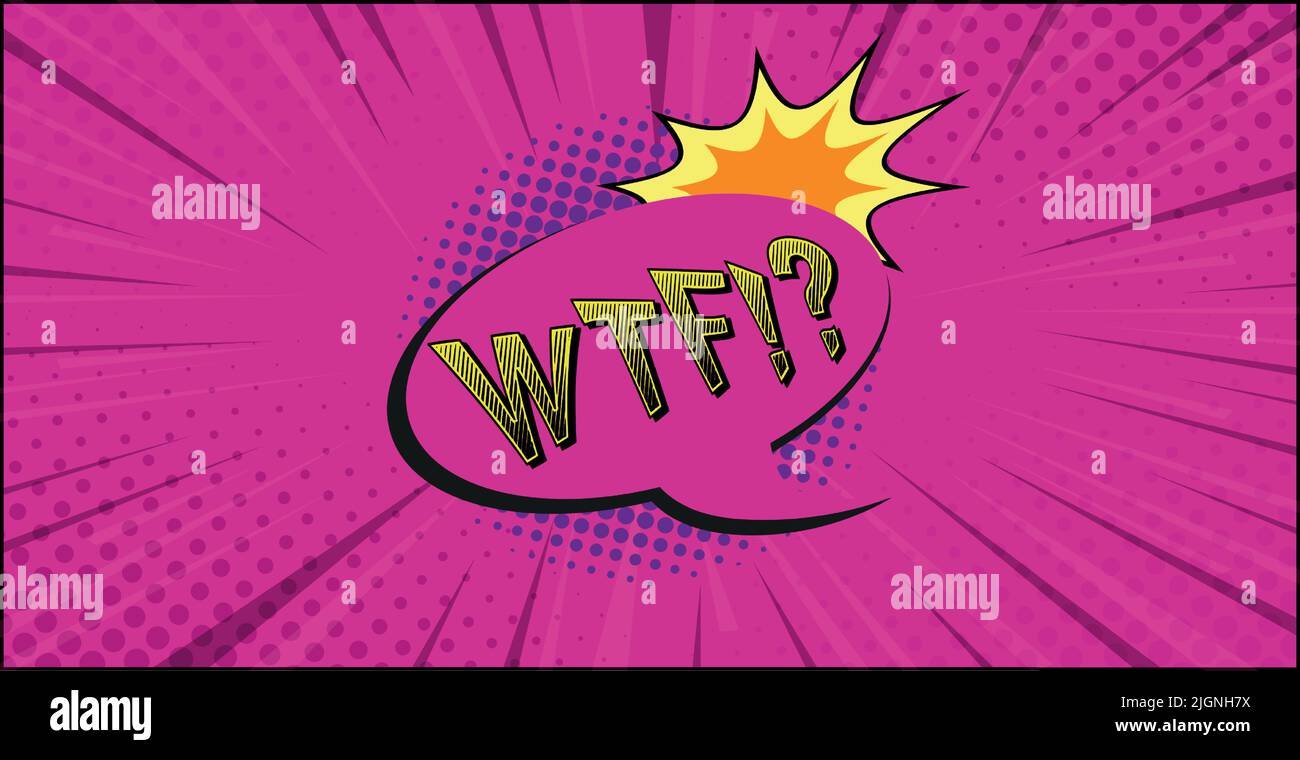 Comic zoom inscription WTF on a colored background - Vector ...