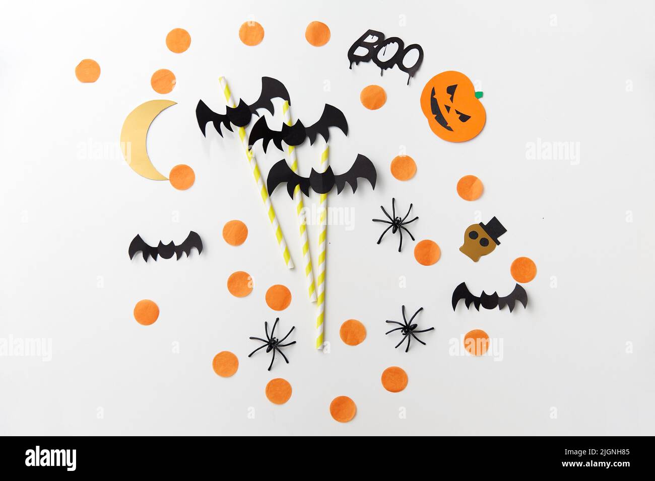 halloween party decorations and paper straws Stock Photo - Alamy