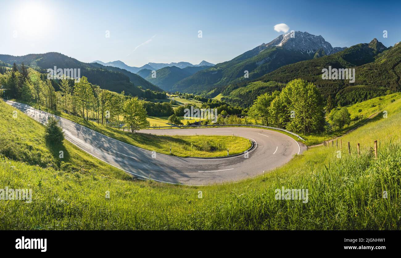 Impressive mountain road in Berchtesgaden between Ramsau and ...