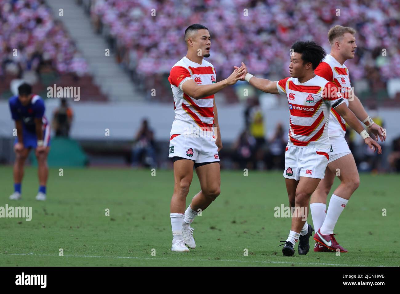 Tokyo, Japan. 9th July, 2022. (L-R) Yu Tamura, Naoto SAITO, Shane Gates ...