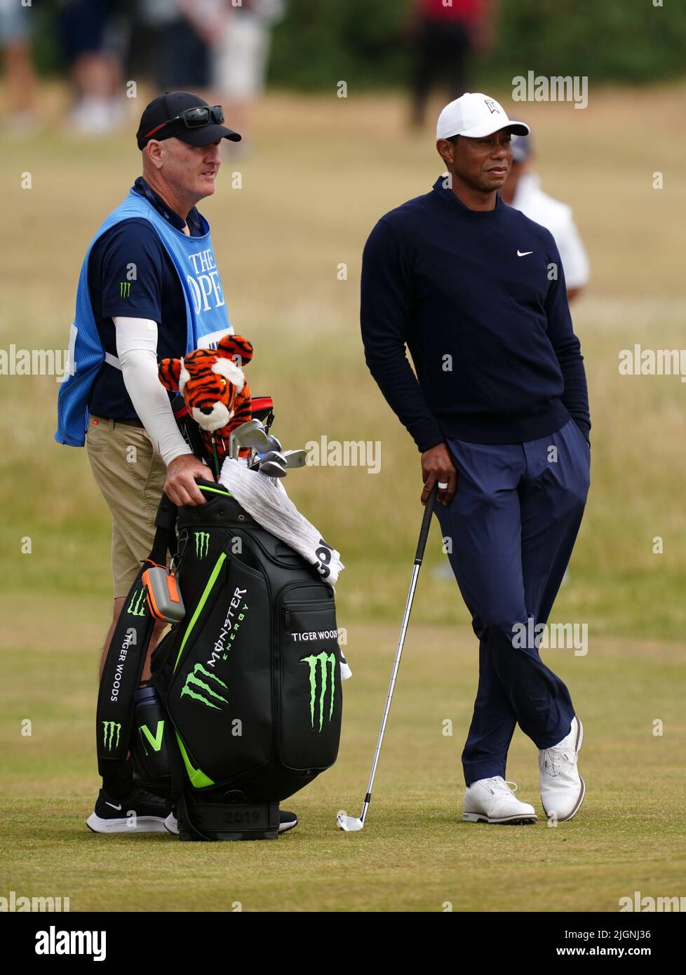 USA's Tiger Woods with caddie Joe LaCava during practice day three of The Open at the Old Course ...