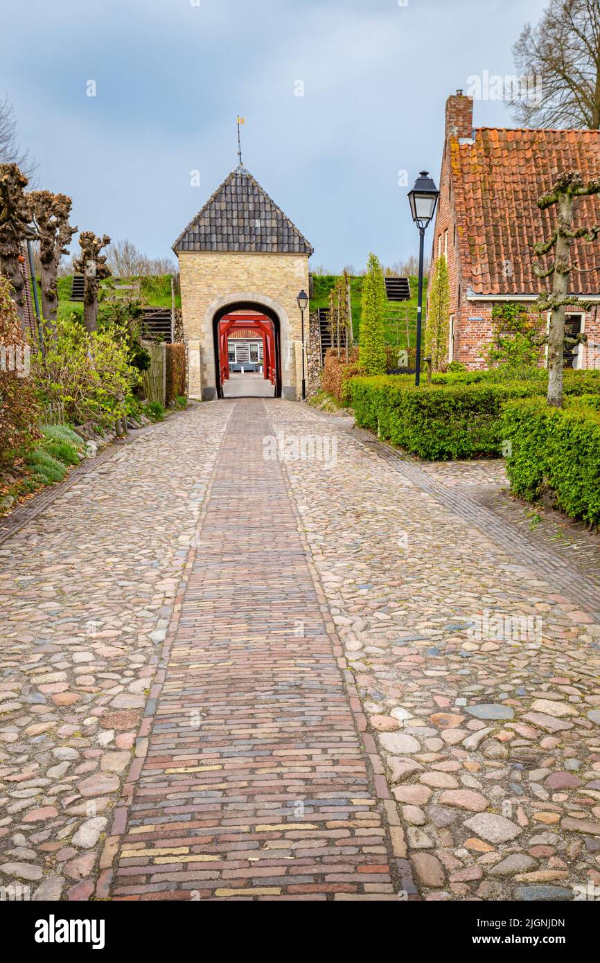 Street view of the Dutch fortified little village Bourtange in ...
