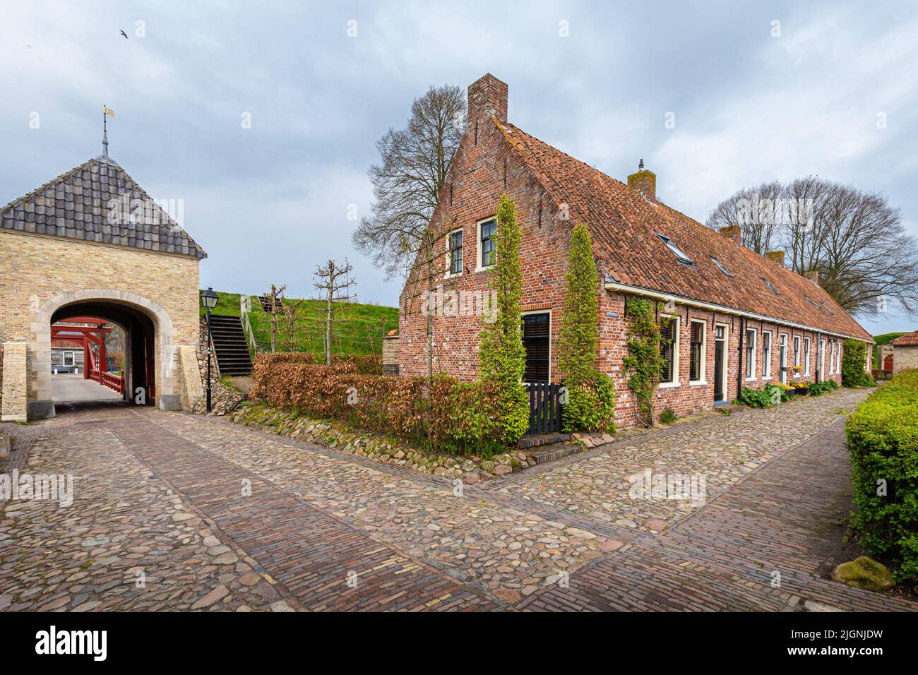 Street view of the Dutch fortified little village Bourtange in ...