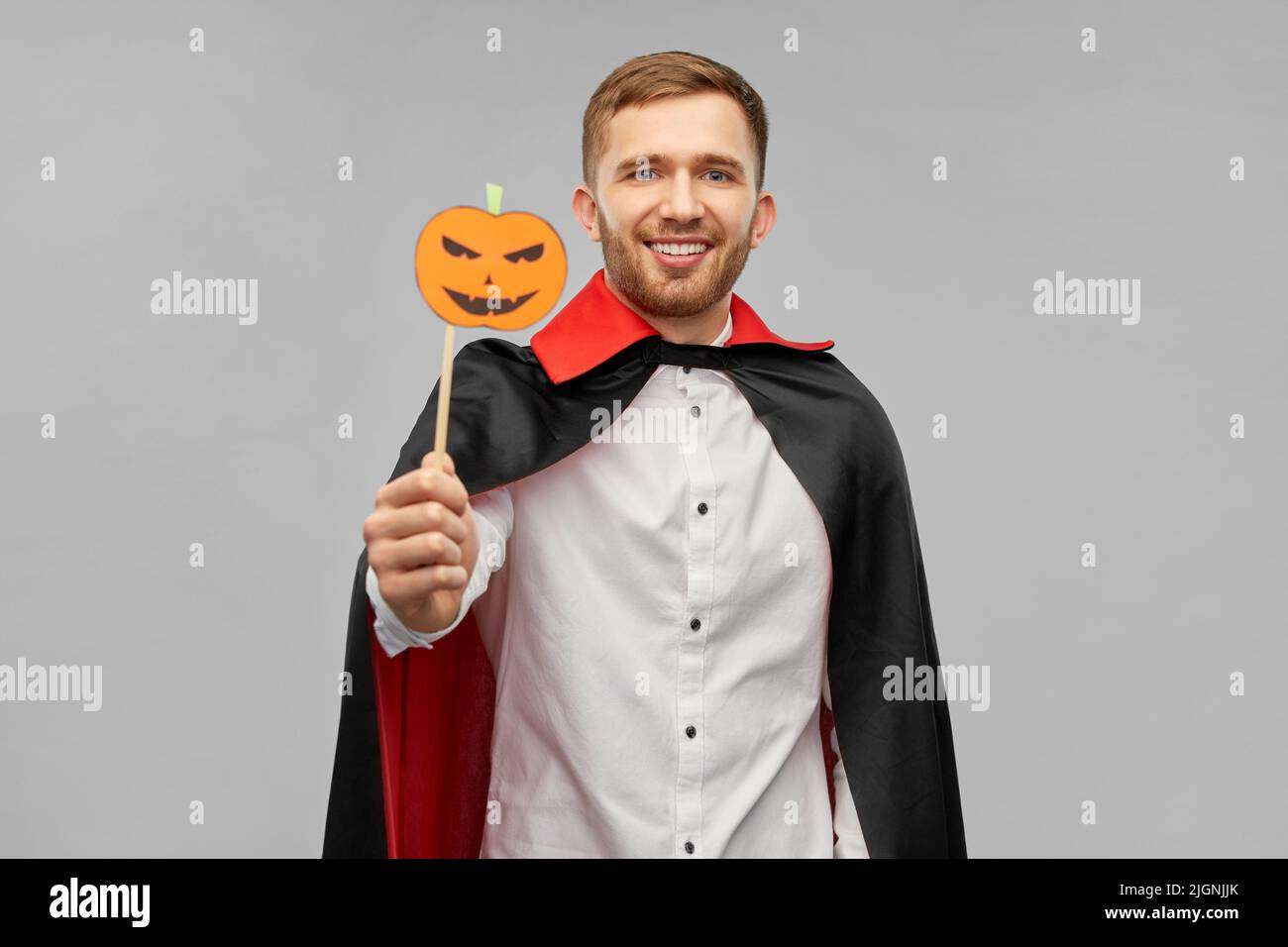 happy man in halloween costume of vampire Stock Photo - Alamy