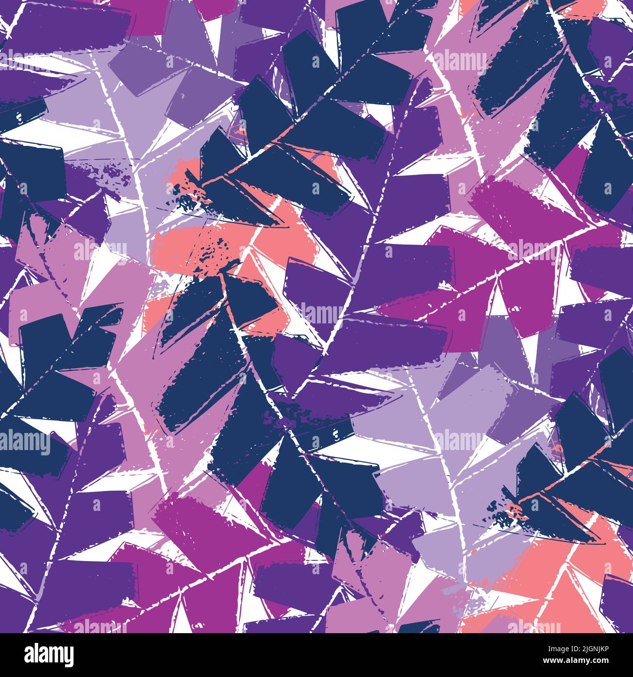 Abstract mono print style leaves seamless vector pattern background ...