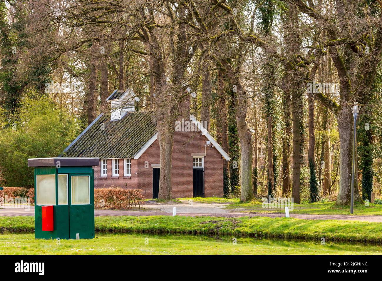 Veenhuizen, The Netherlands - April 18, 2021: Small church at entrance ...