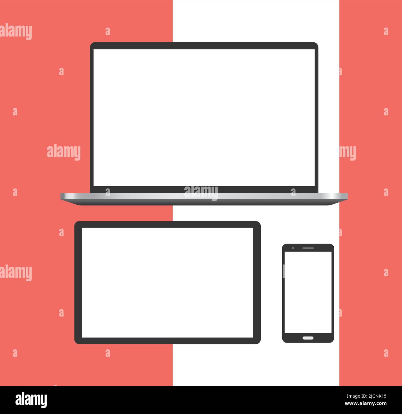 Illustration Laptop Tablet Smartphone Mockup Office Business Branding ...
