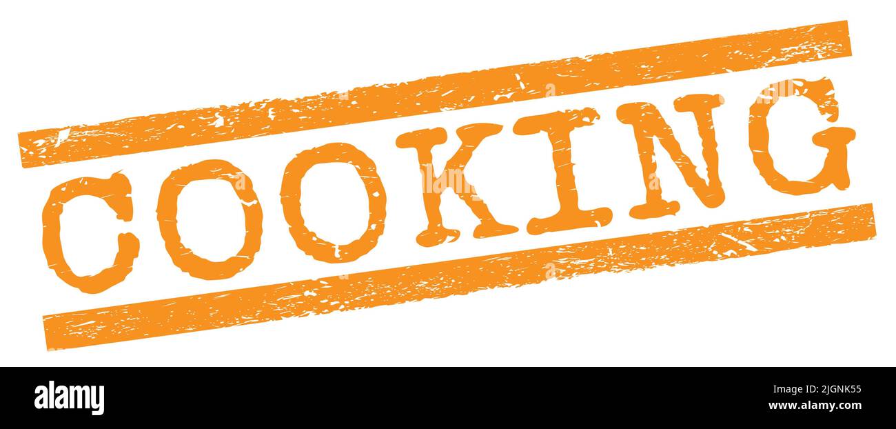 COOKING text written on orange grungy lines stamp sign Stock Photo - Alamy