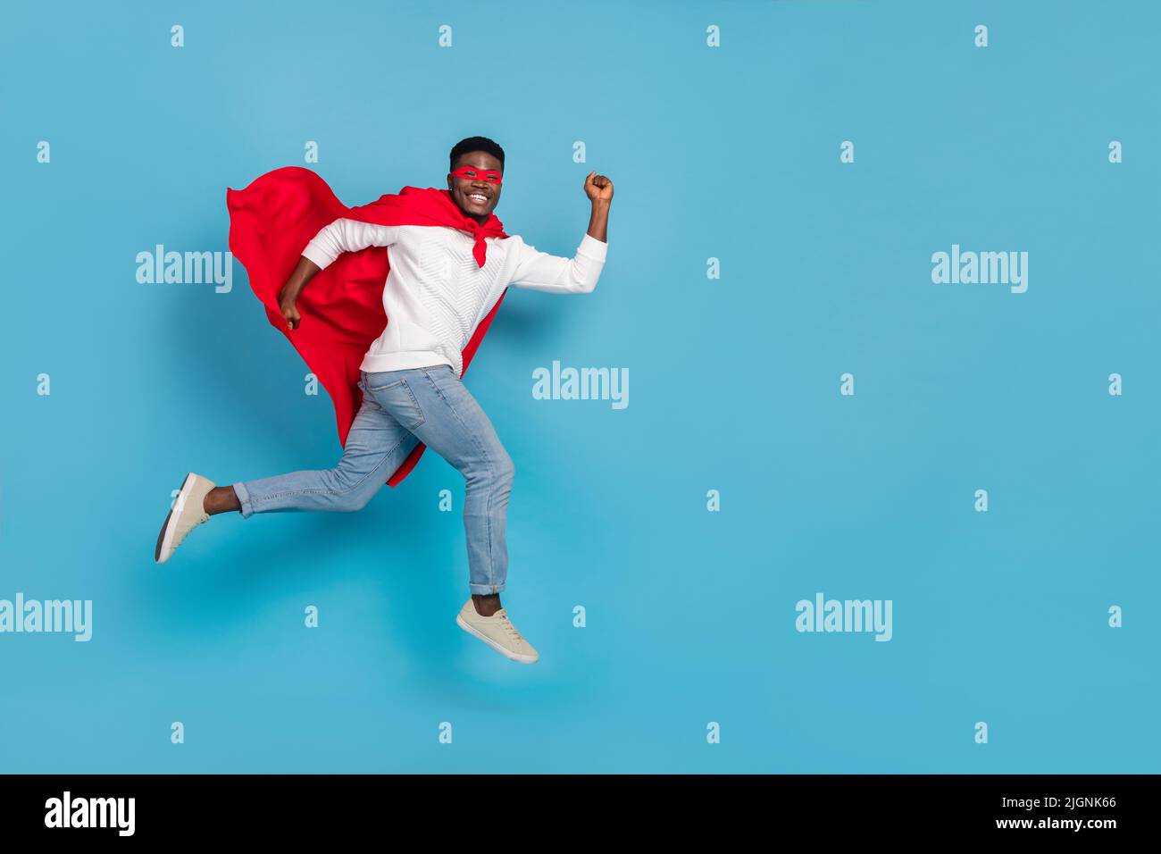 Full size profile portrait of energetic active person run hurry ...