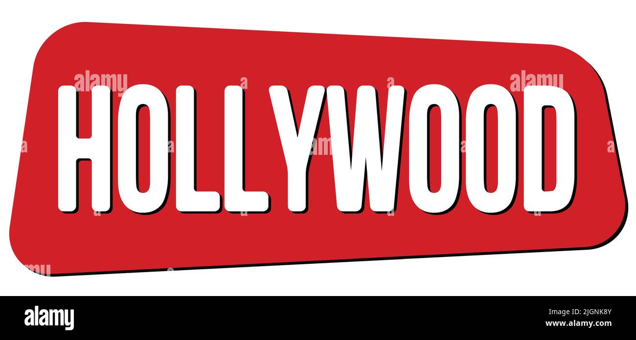 HOLLYWOOD text written on red trapeze stamp sign Stock Photo - Alamy