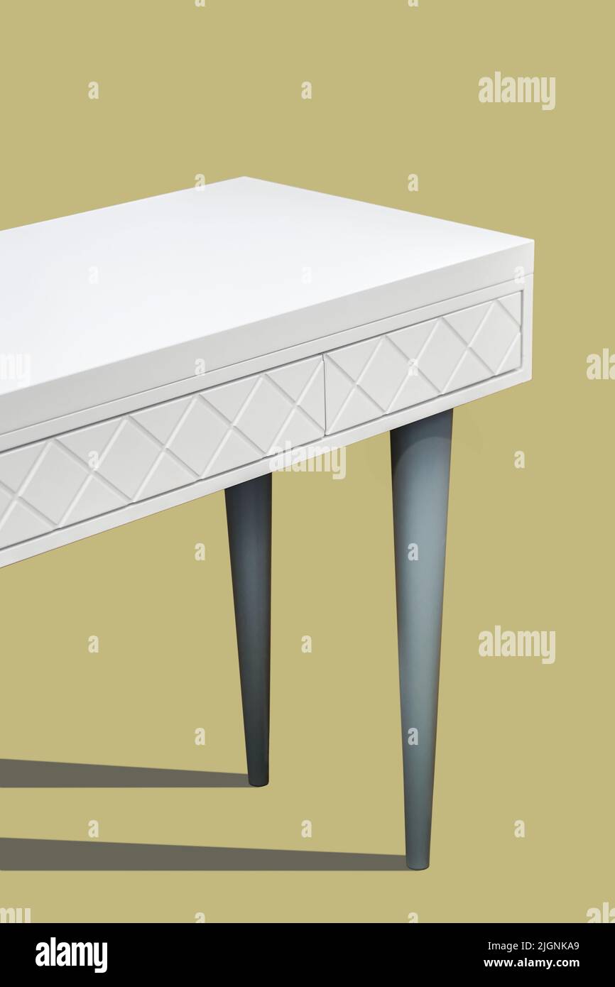 White dressing table with milled facades in shape of rhombs isolated on ...