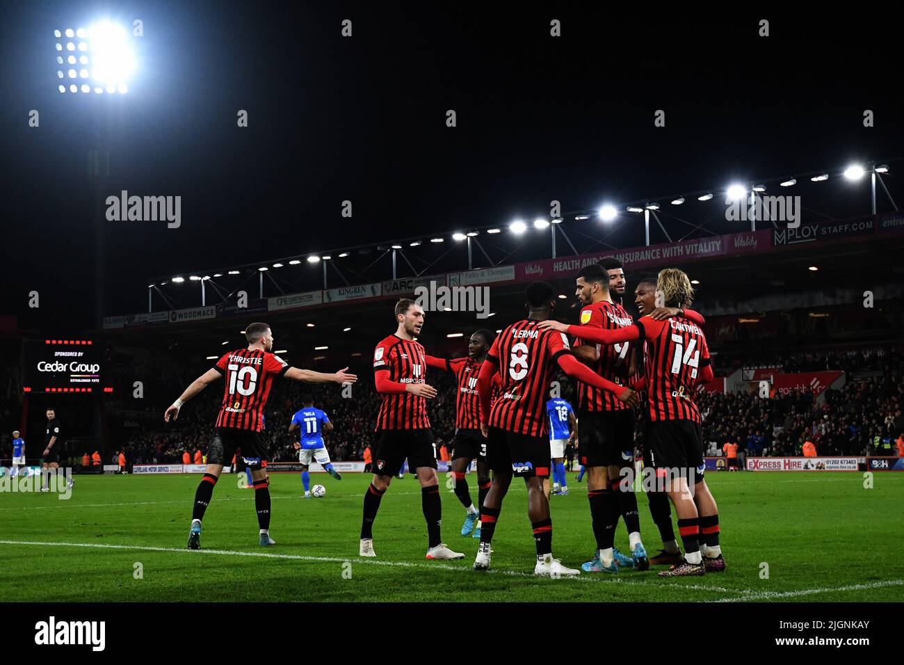 Dominic Solanke of AFC Bournemouth celebrates scoring his teams second ...